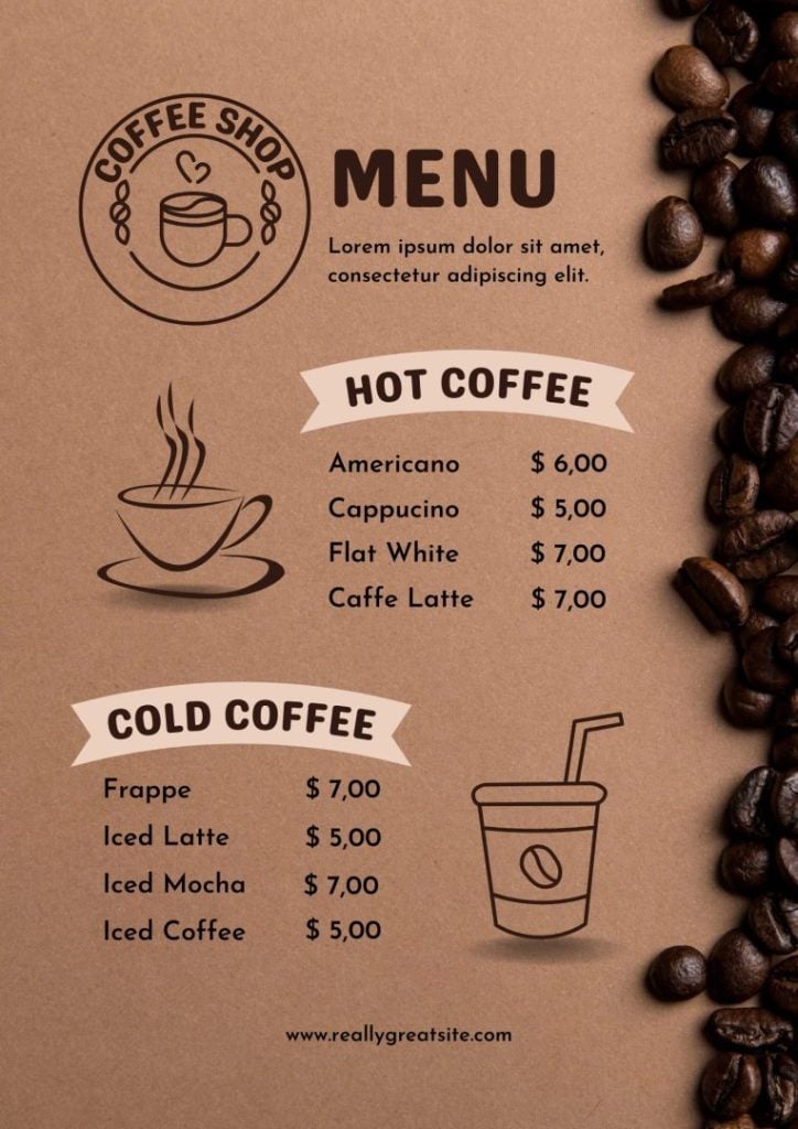 10 best coffee shop menu templates and examples (free)
